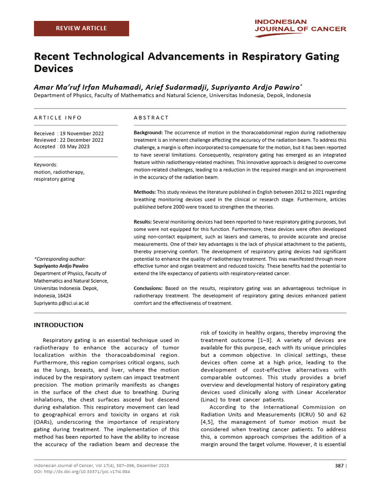 Rev A - Respiratory | PDF | Radiation Therapy | Breathing
