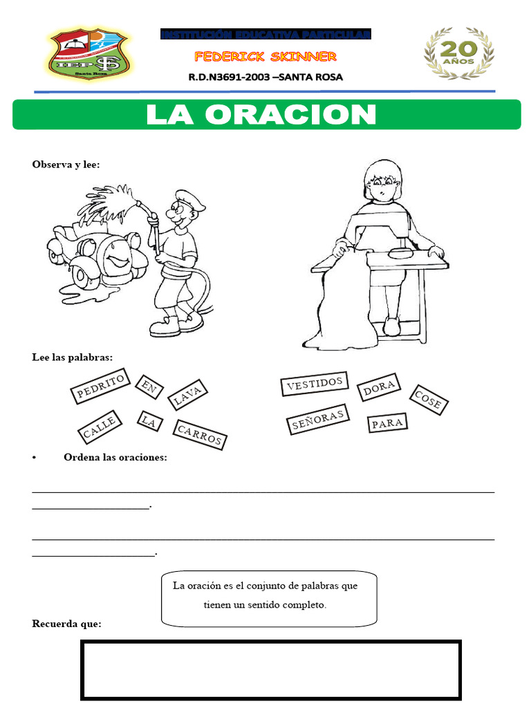 La Oracion para Segundo de Primaria | PDF