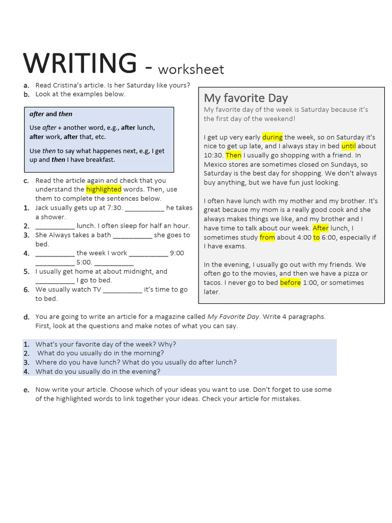 AEF 1 4B - Writing | PDF | Lunch