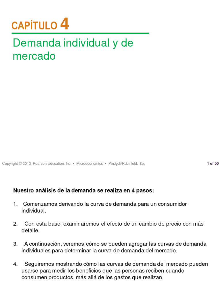 Cap 4. Demanda individual y del mercado | PDF | Excedente económico ...