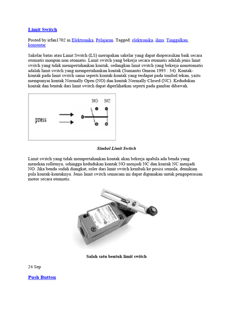 Limit Switch | PDF | Metode & Bahan Ajar | Teknologi & Rekayasa