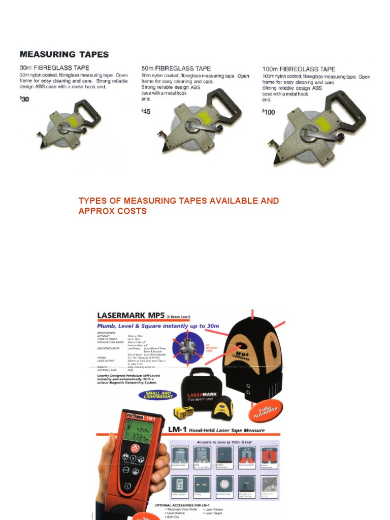 Types of Measuring Tapes Available and Approx Costs | PDF