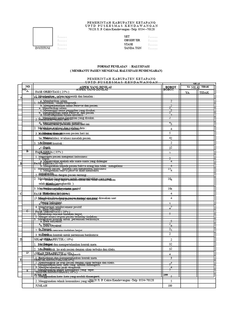 Form Penilaian Keswa | PDF