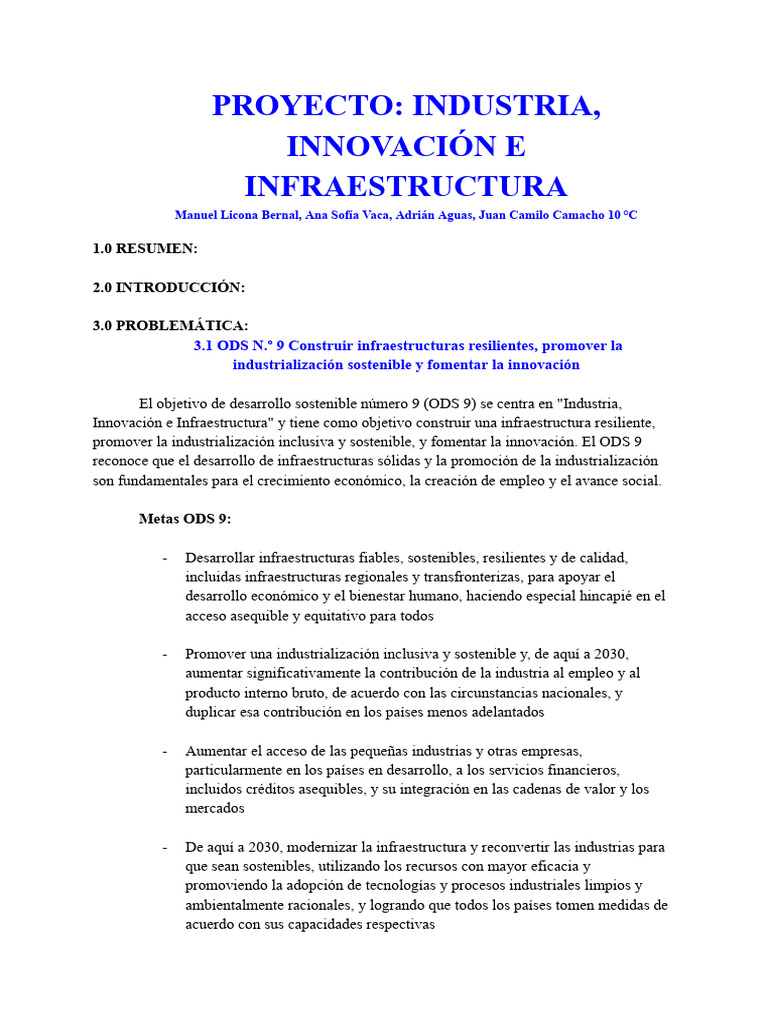 Documento de Proyecto Informática | PDF | Sustentabilidad | Infraestructura