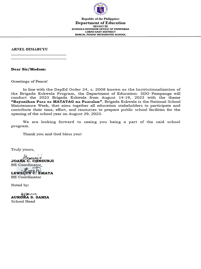 Be2023 Invitation Solicitation Letter - With - Date | PDF