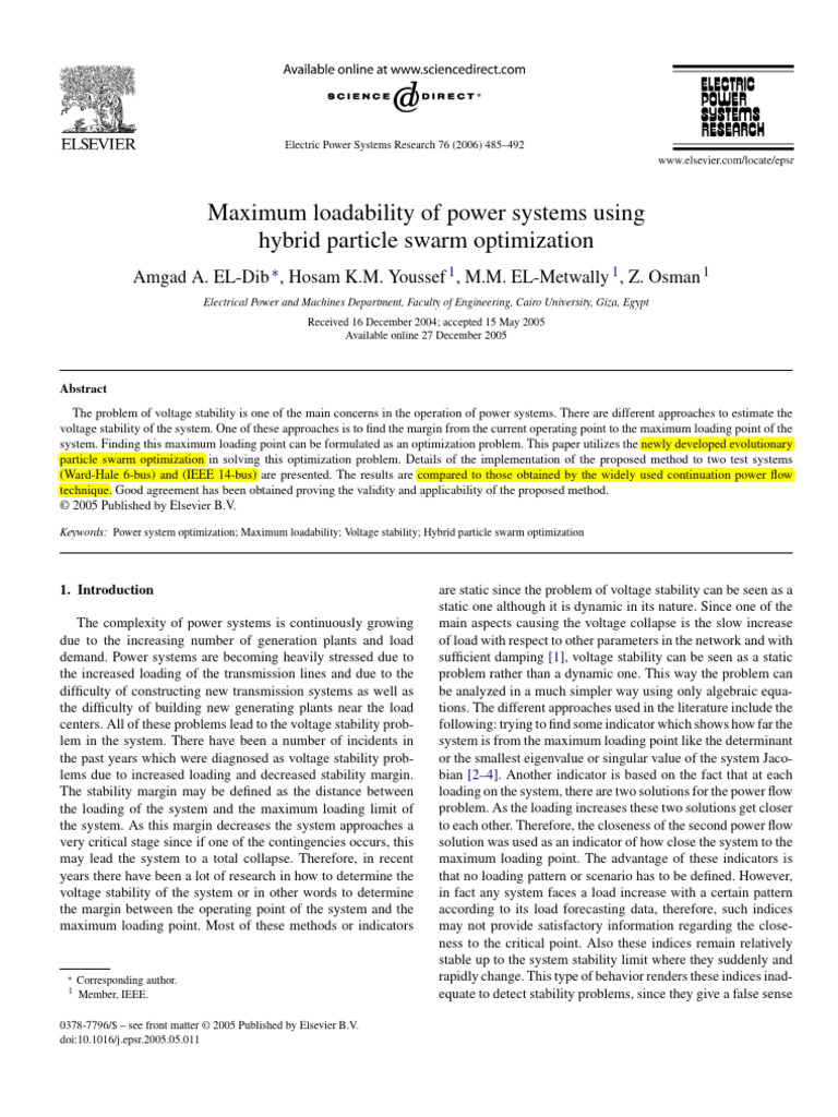 02 Maximum Loadability of Power Systems Using | PDF | Mathematical Optimization | Matrix ...