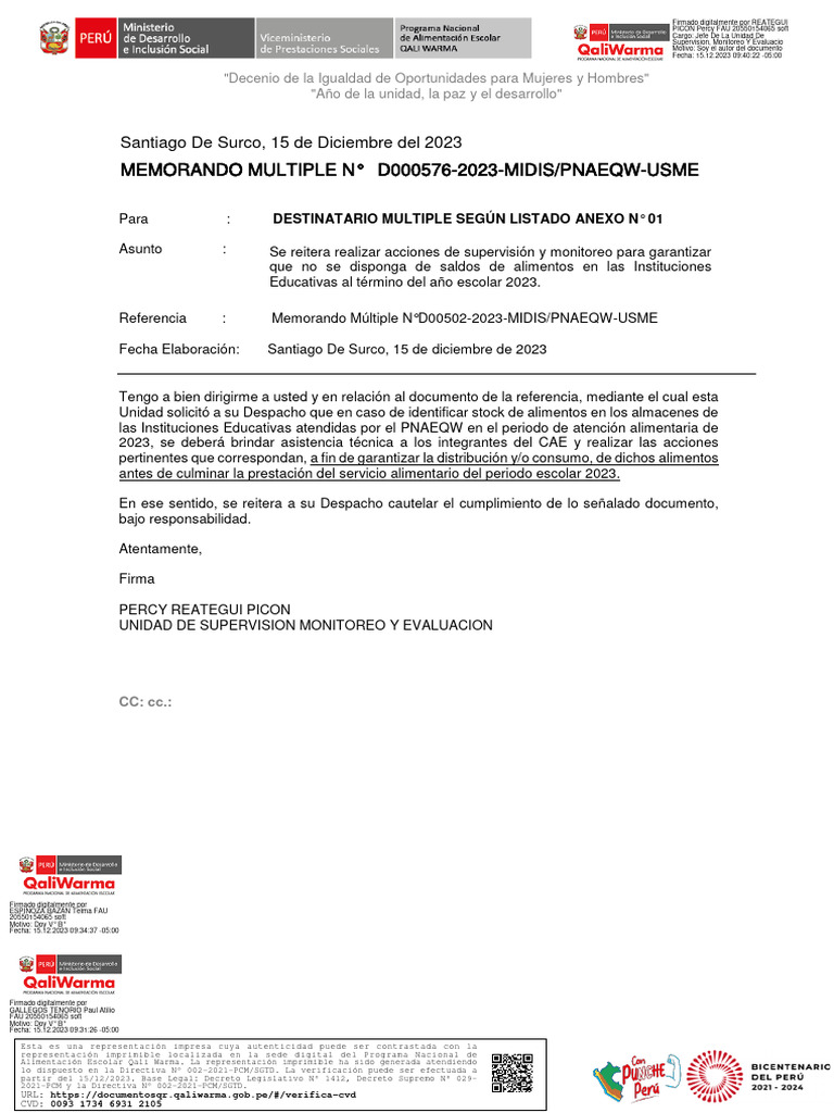 Memorando Multiple-R13063-2023-Usme | PDF