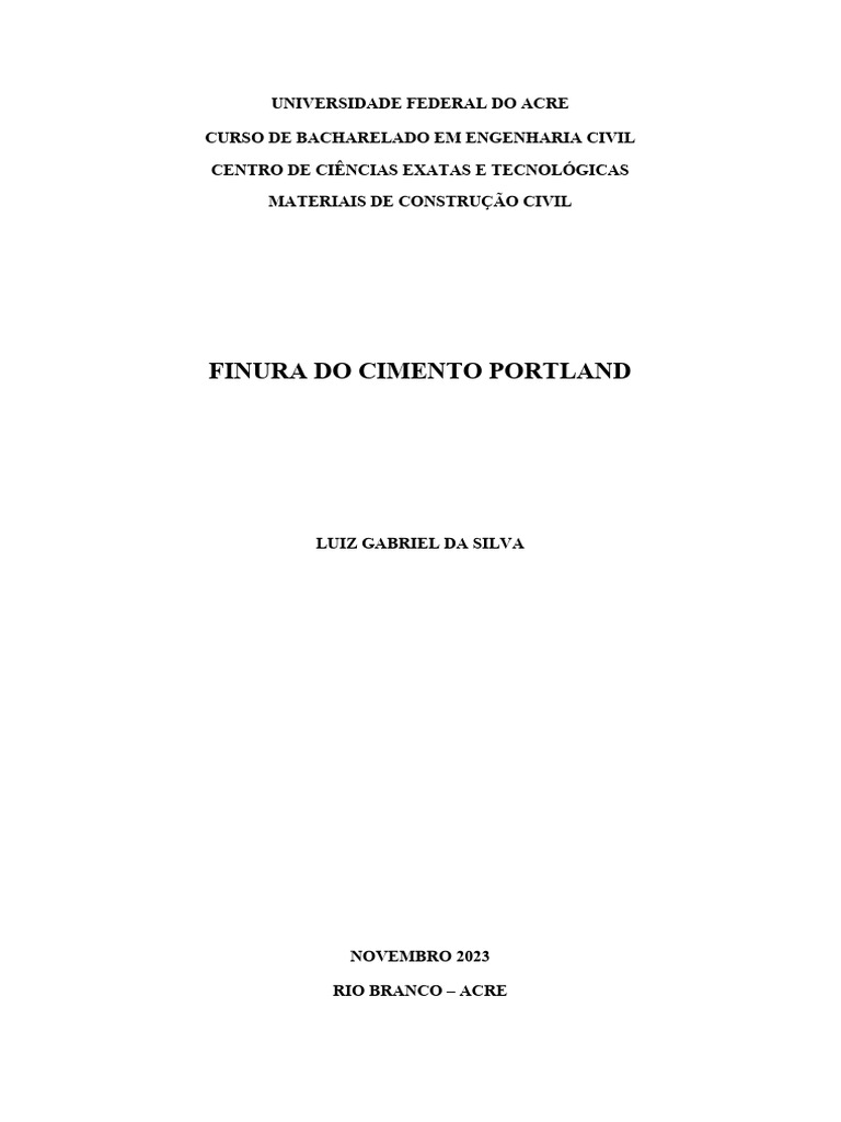 Finura Do Cimento | PDF | Cimento | Resistência dos materiais
