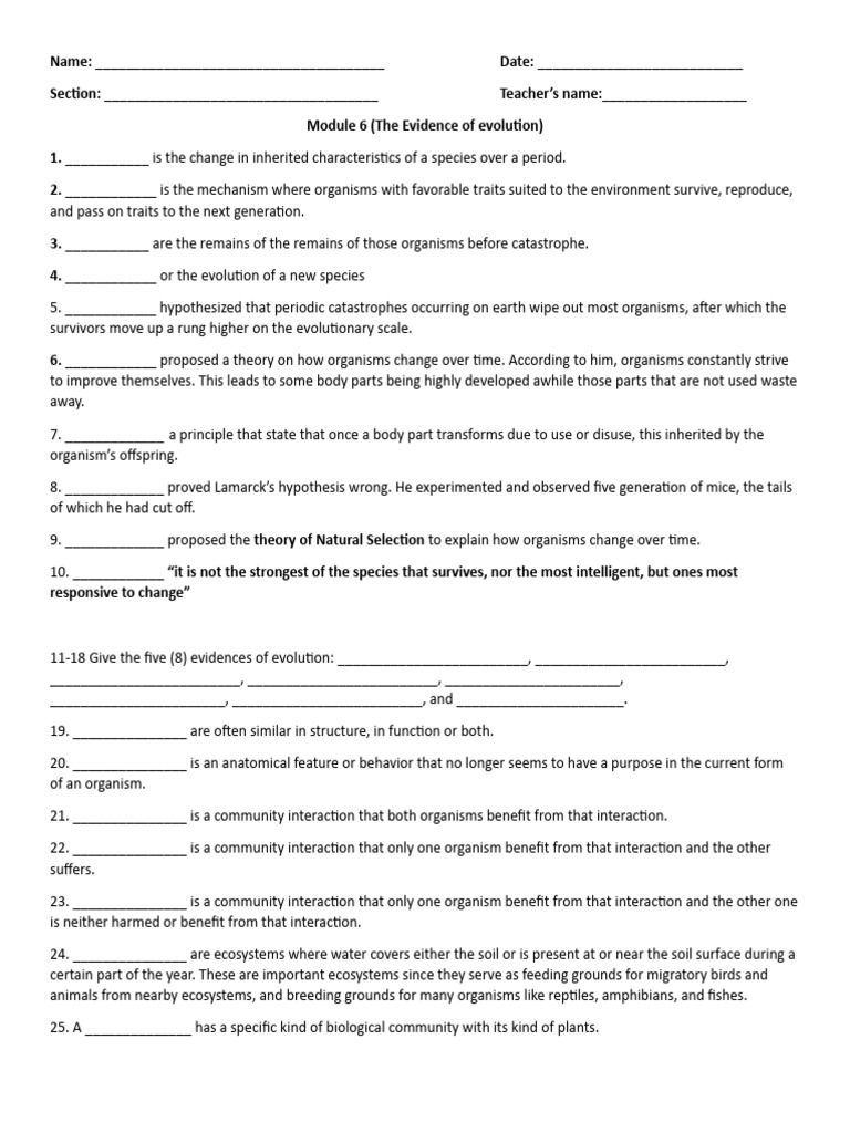 Evidence of Evolution Activity | PDF