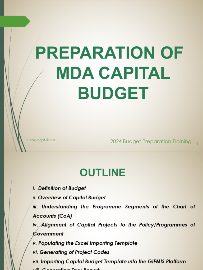 MDA Capital Budget Preparation Guide | PDF | Expense | Budget