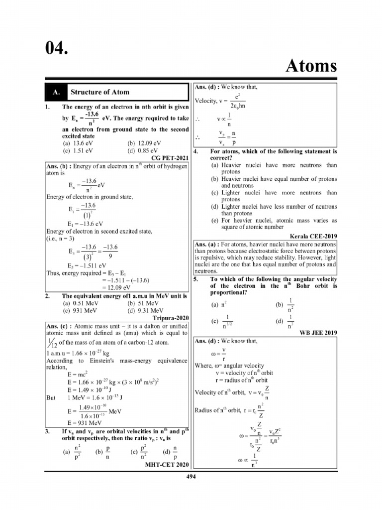 Atoms Assignment | PDF