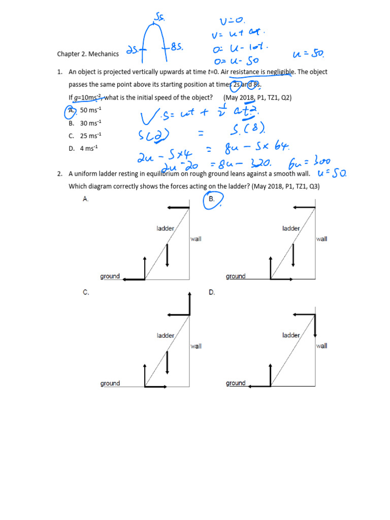 Chapter 2. Mechanics P1 Q David | PDF | Force | Velocity