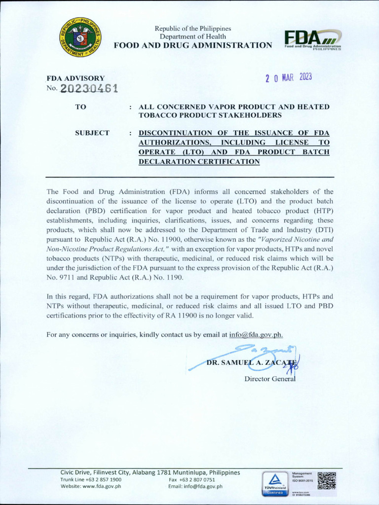 FDA Advisory No.2023 0461 | PDF