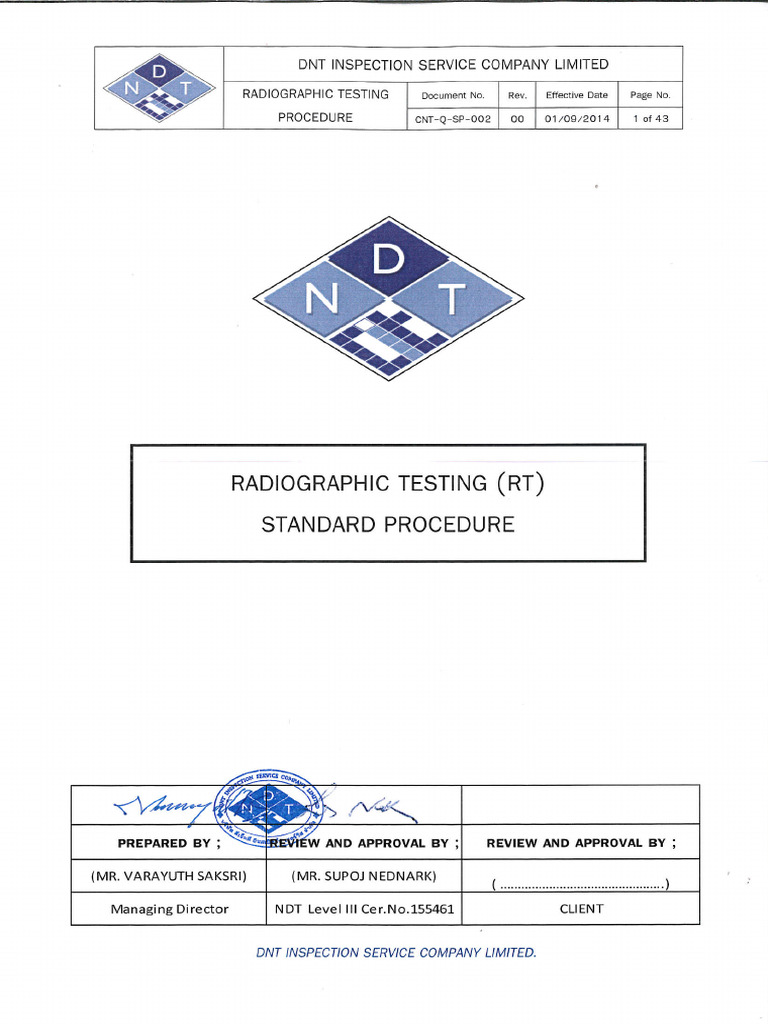 RT Procedure | PDF | Radiography | Materials
