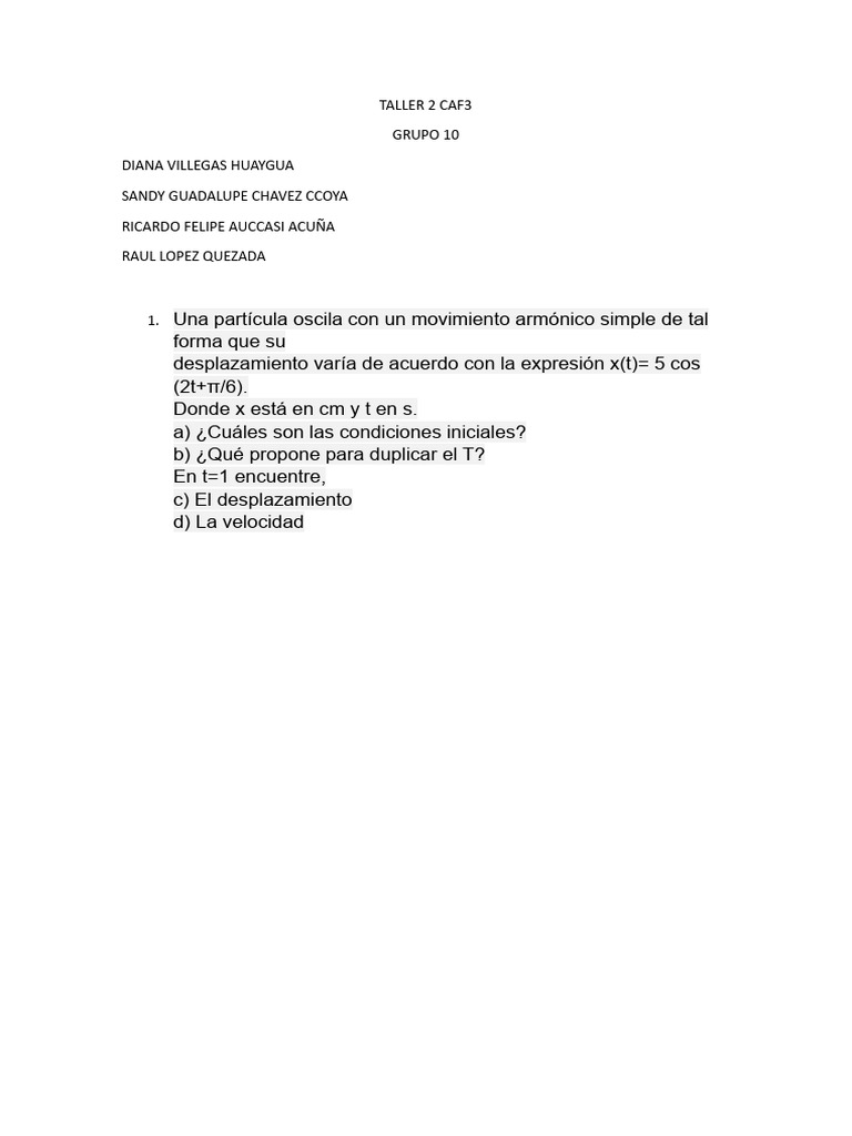 Taller 2 CAF 3 | PDF