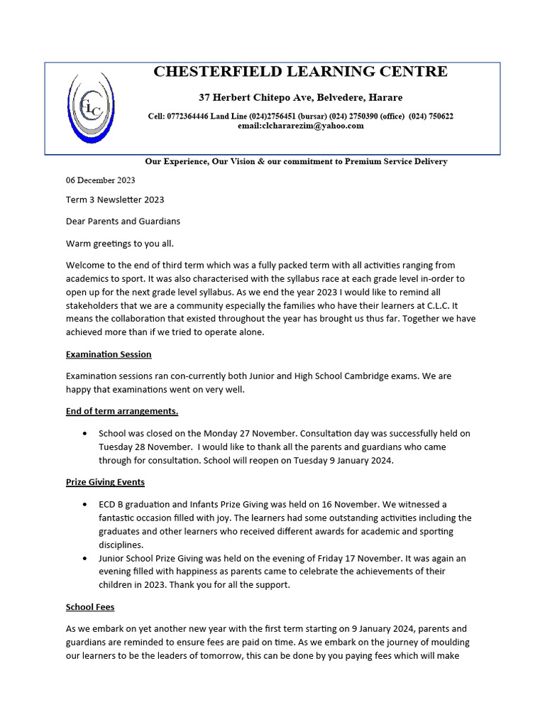 End of Year Newsletter - Junior School | PDF