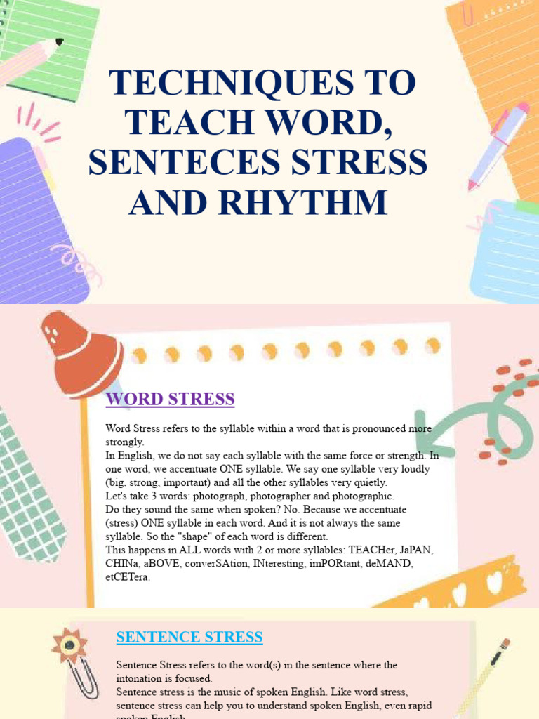 Techniques To Teach Stress and Rhythm | PDF | Stress (Linguistics ...