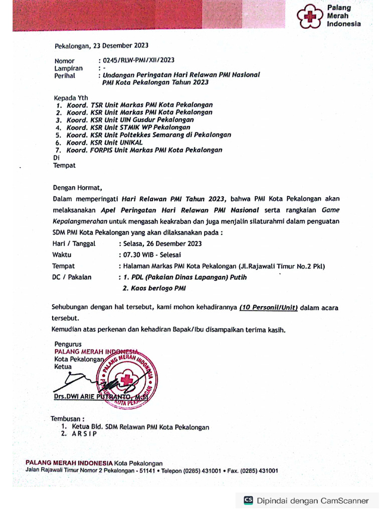 Surat Undangan Hari Relawan | PDF