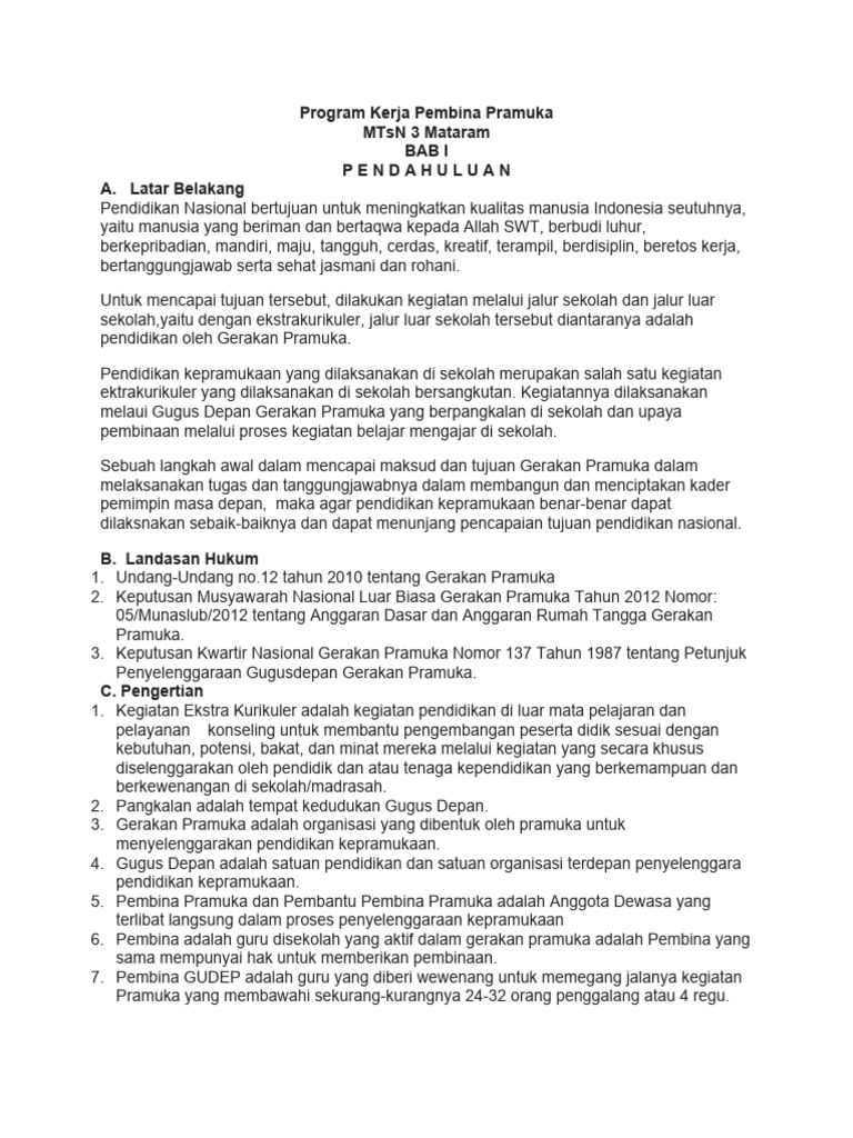 Program Kerja Pembina Pramuka | PDF