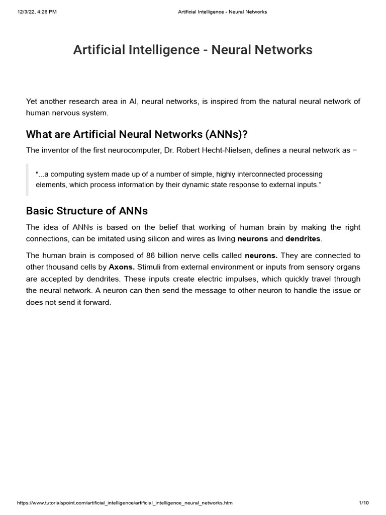 Artificial Intelligence Neural Networks | PDF Artificial Intelligence Neural Networks | PDF