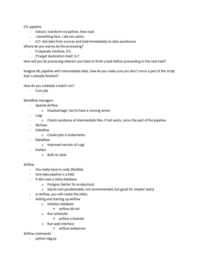 Etl Pipeline Class Notes Pdf Software Engineering Information Technology