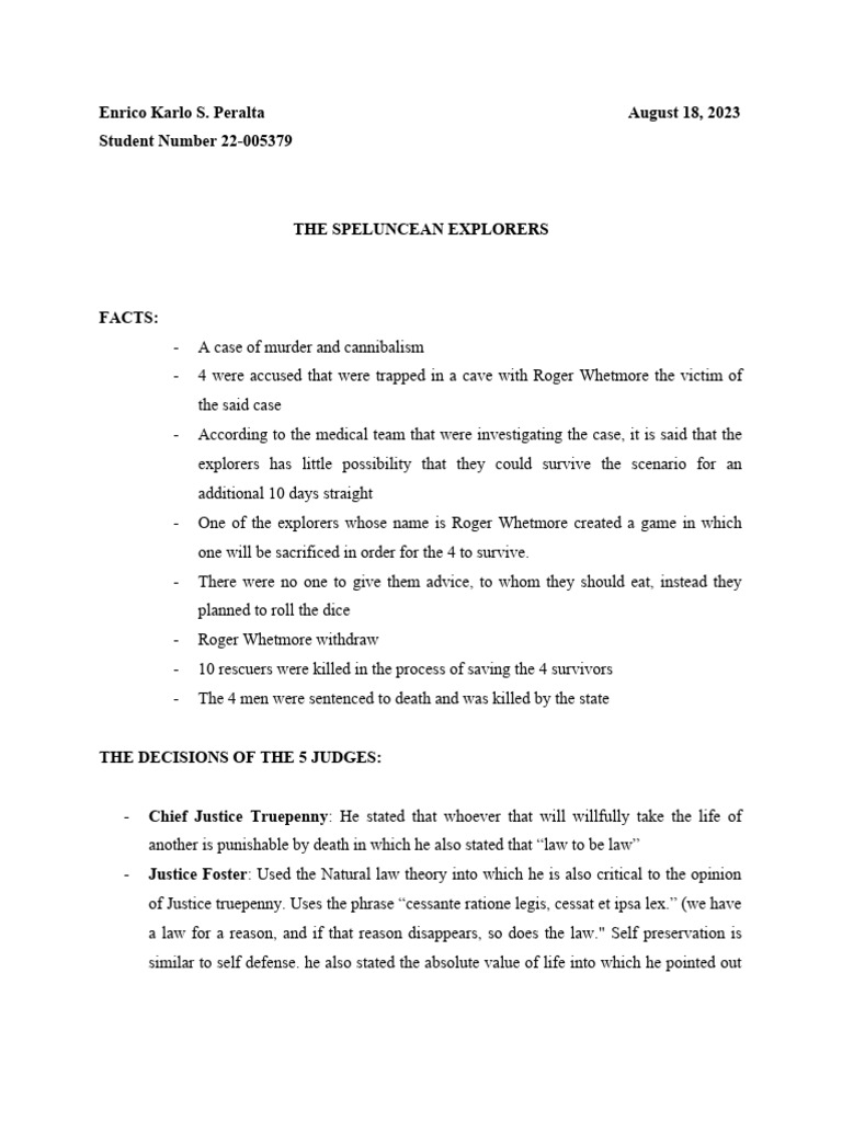 Speluncean Explorers Case-1 | PDF | Public Law | Crimes