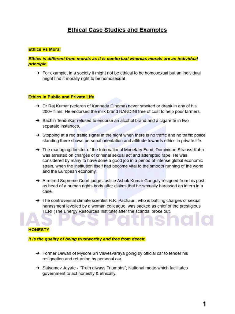 Ethics Case Studies & Examples | PDF | Environmentalism | Rama