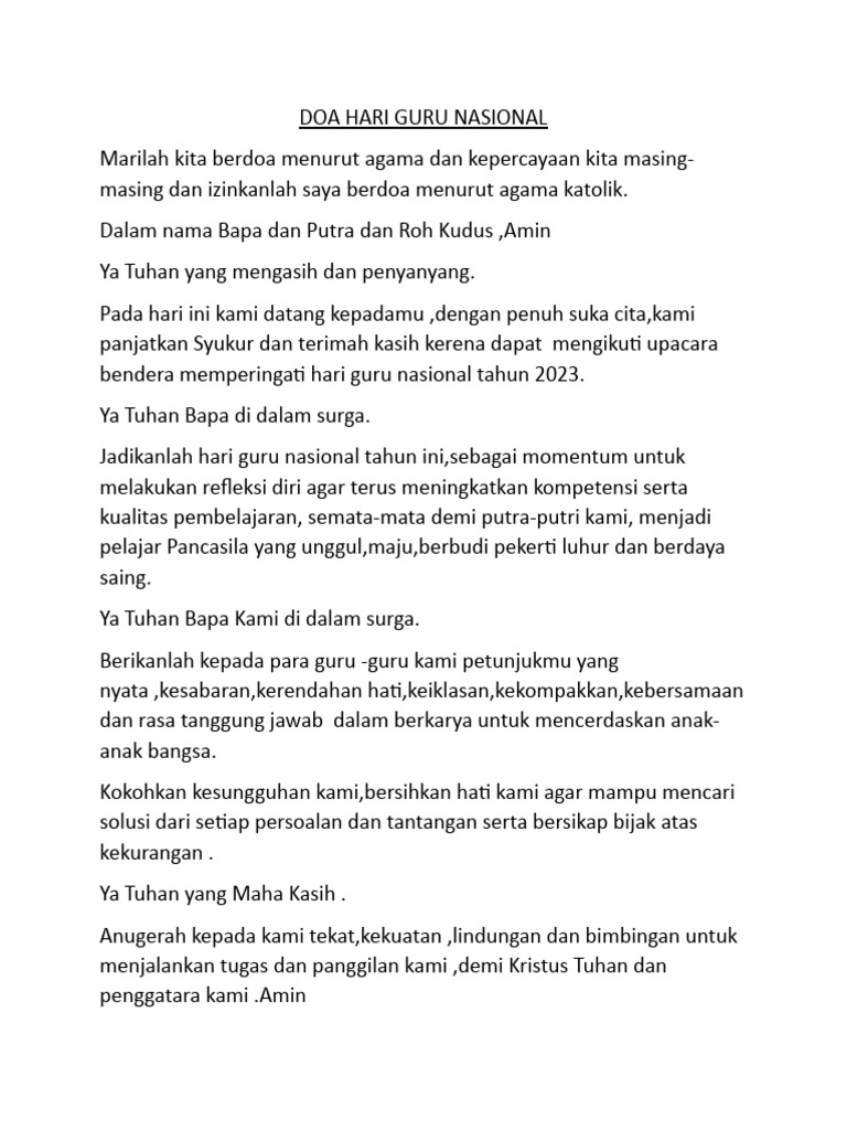 Doa Hari Guru Nasional | PDF
