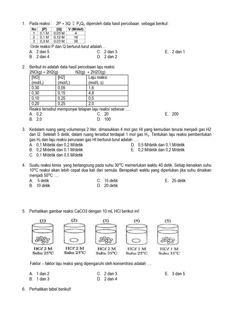 Contoh Soal Laju Reaksi Dan Kesetimbangan Kimia | PDF