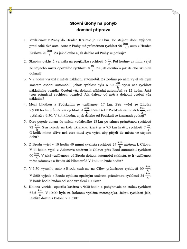 11 PL Slovni Ulohy Pohyb | PDF