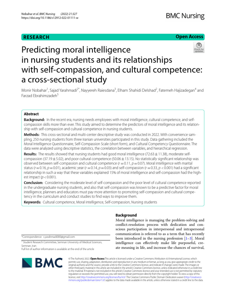 2. 2022.Predicting moral intelligence in nursing students and its relationships with self ...