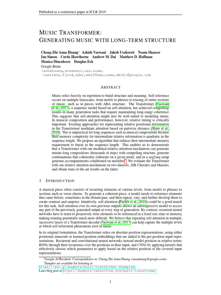 1531 Music Transformer Generating M | PDF | Matrix (Mathematics) | Learning