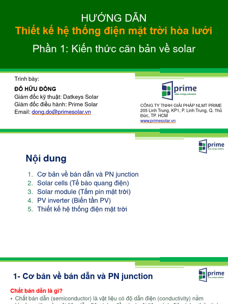 Huong Dan Thiet Ke Dien Mat Troi Phan 1 | PDF