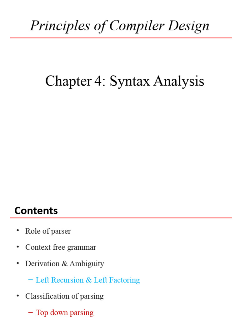 Chapter 4 Syntax Analysis | PDF | Parsing | Languages Chapter 4 Syntax Analysis | PDF | Parsing | Languages