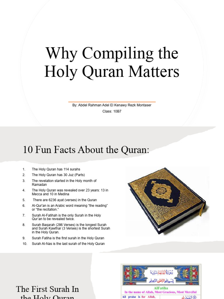 Why Compiling the Holy Quran Matters-Abdel Rahman Adel 10B7 | PDF