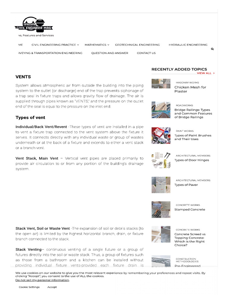 Types of Vent - Civil Engineer Mag | PDF