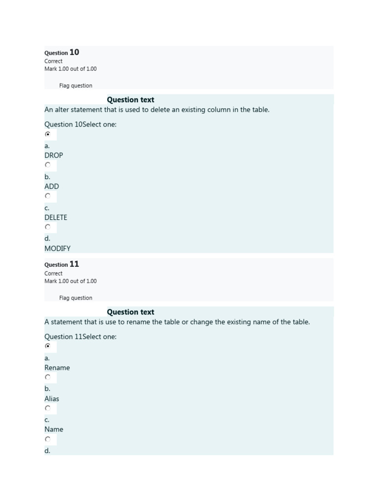 Database Management System Prelim Labquiz 2 1docx Pdf Software Engineering Information
