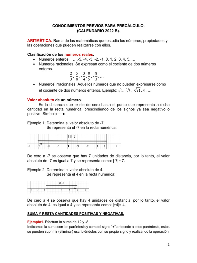Conocimientos Previos para Precálculo | PDF | Factorización | Números