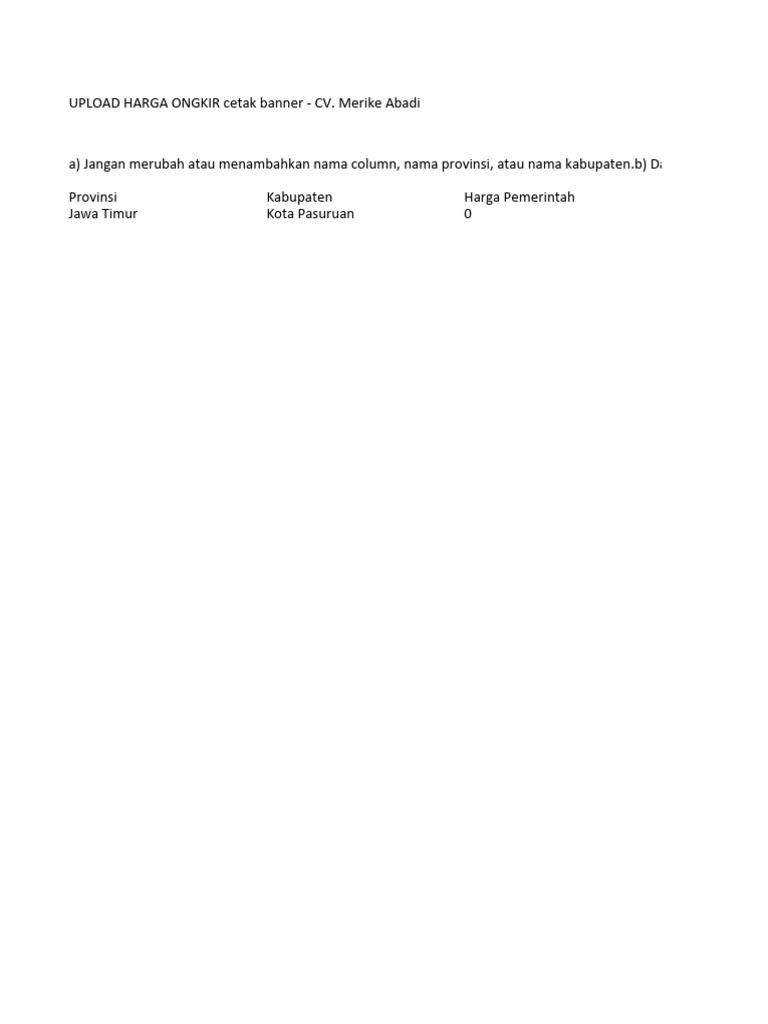 Template Harga Produk Cetak Banner - CV. Merike Abadi | PDF