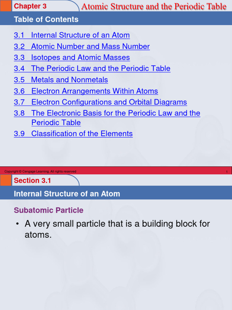 Chapter 3 Atomic Structure and The Periodic Table 1 1 | PDF