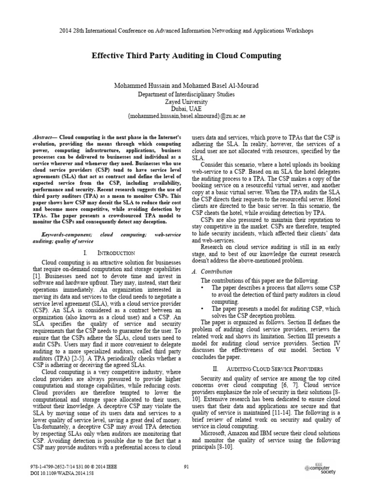 Effective Third Party Auditing | PDF | Cloud Computing | Service Level Agreement