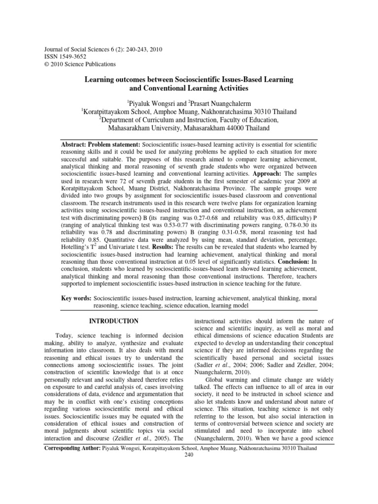 Ssi Learning Out Comes | PDF | Science | Science Education