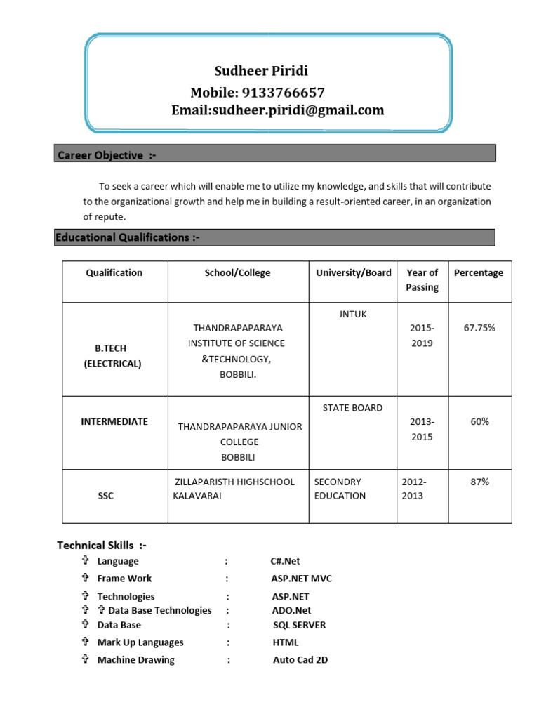 Sudheer-New Resume | PDF | Databases | Active Server Pages