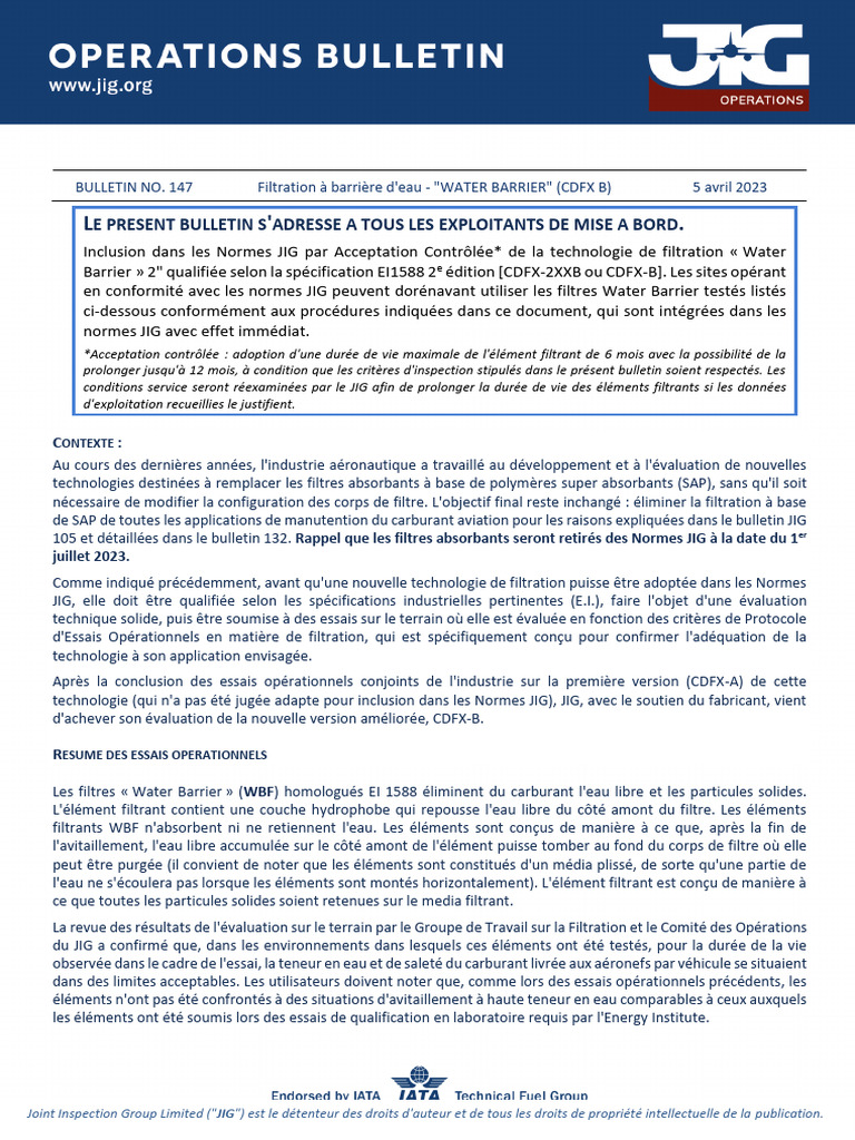 Adoption des filtres Water Barrier JIG | PDF | Filtration | Propriété ...