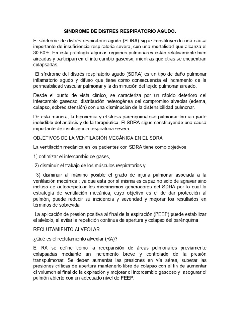 Sindrome de Distres Respiratorio Agudo | PDF