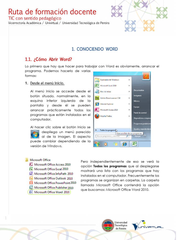 Conociendo Word | Descargar gratis PDF | Microsoft Word | Familias de ...