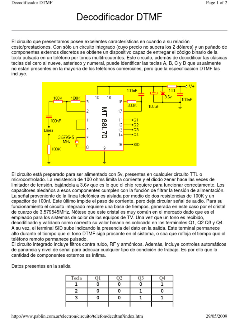 Decodificador DTMF | PDF | Ingenieria Eléctrica | Electromagnetismo