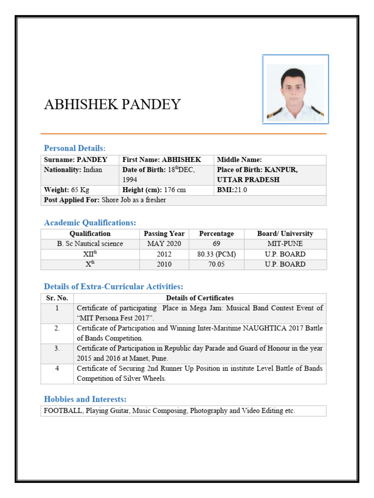 Abhishek Pandey, CV | PDF