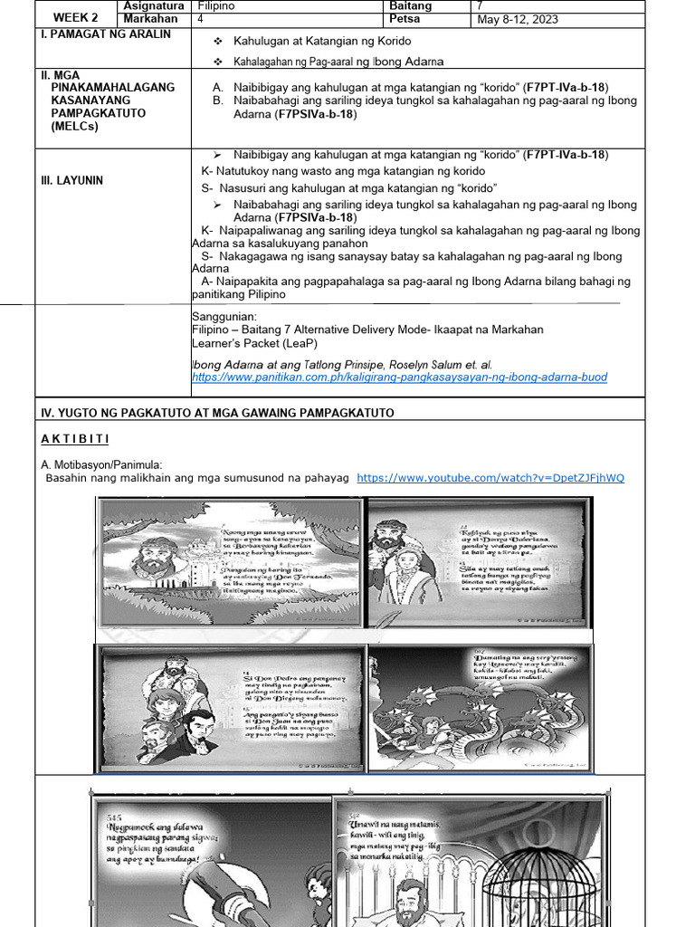 Dll-Filipino 7 - Q4-W2 | PDF
