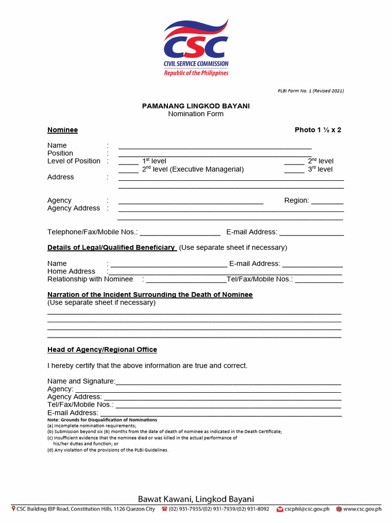 PLBi Form No. 1 | PDF | Law